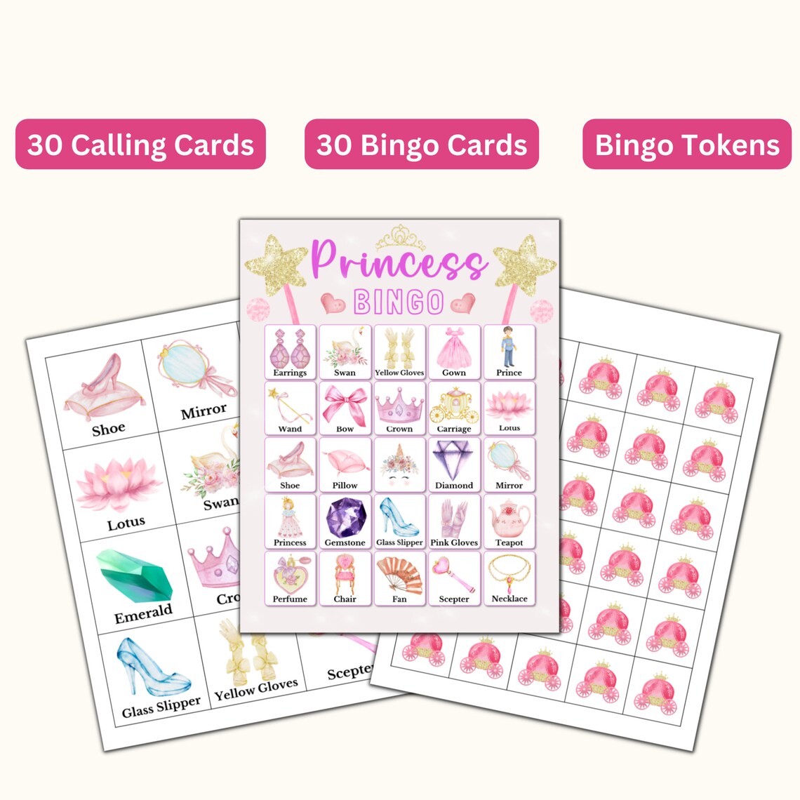 Princess Bingo Game - Printable Princess Bingo for Girls Birthday ...