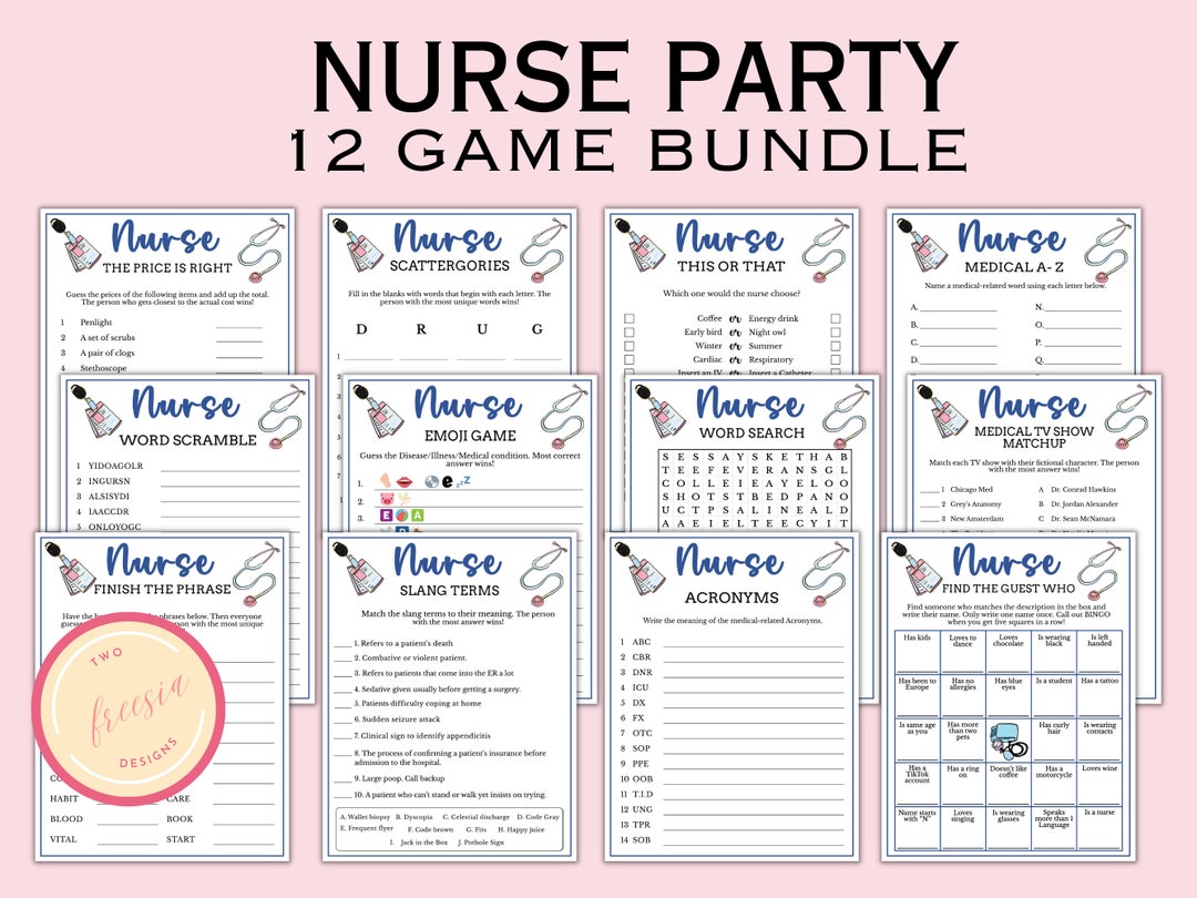 12 Nurse Theme Party Games - Nurse Graduation Game - Nurse Graduation ...