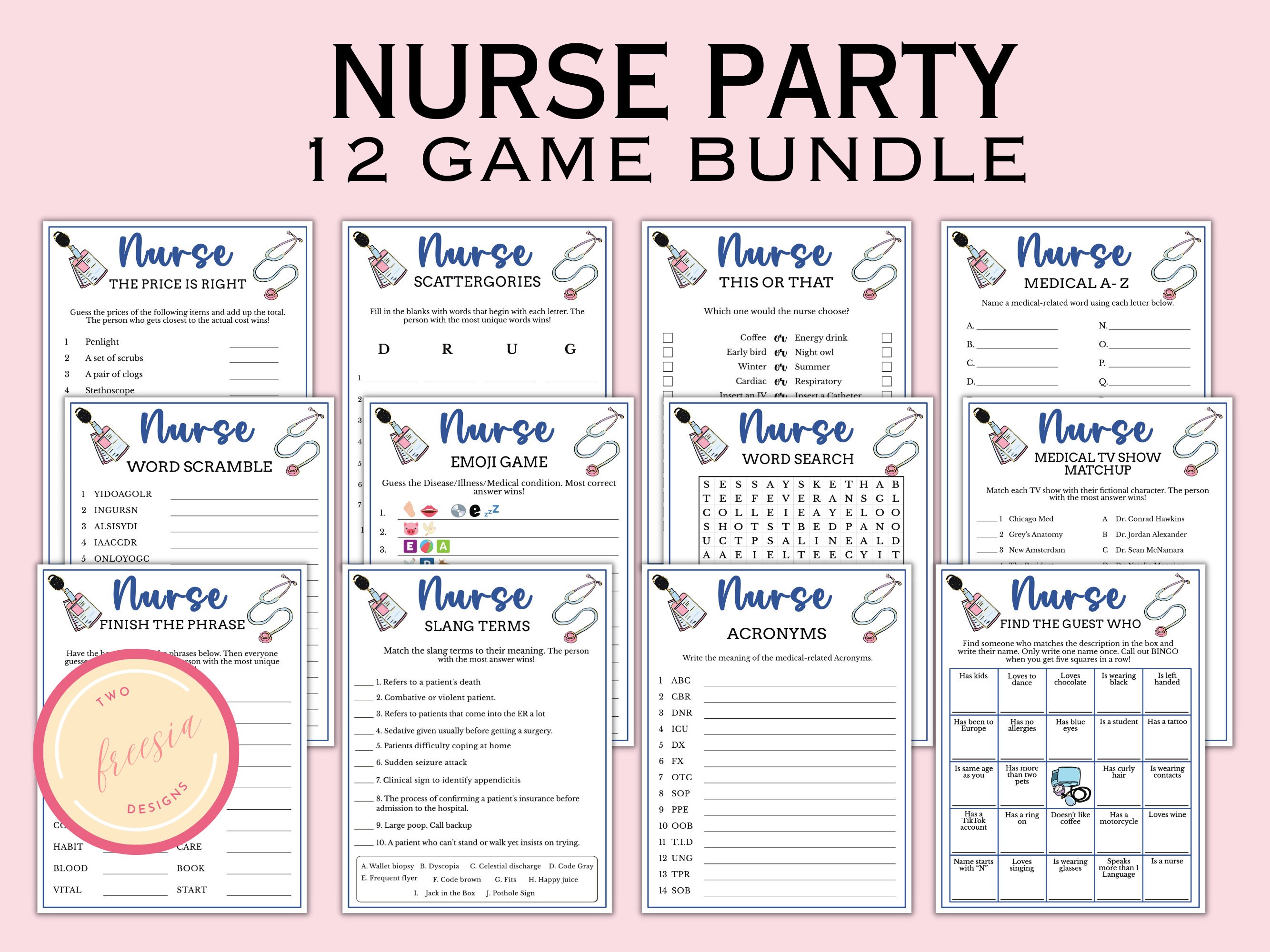 12 Nurse Theme Party Games - Nurse Graduation Game - Nurse Graduation ...