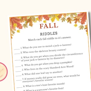 Fall Riddles Game - Printable Autumn Game - Fun Fall Time Activities ...