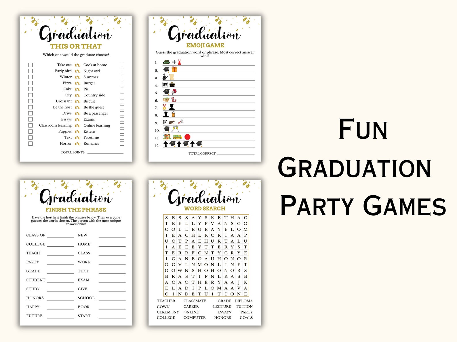 20 Printable Graduation Party Games Bundle 2023 Graduation Games Class ...