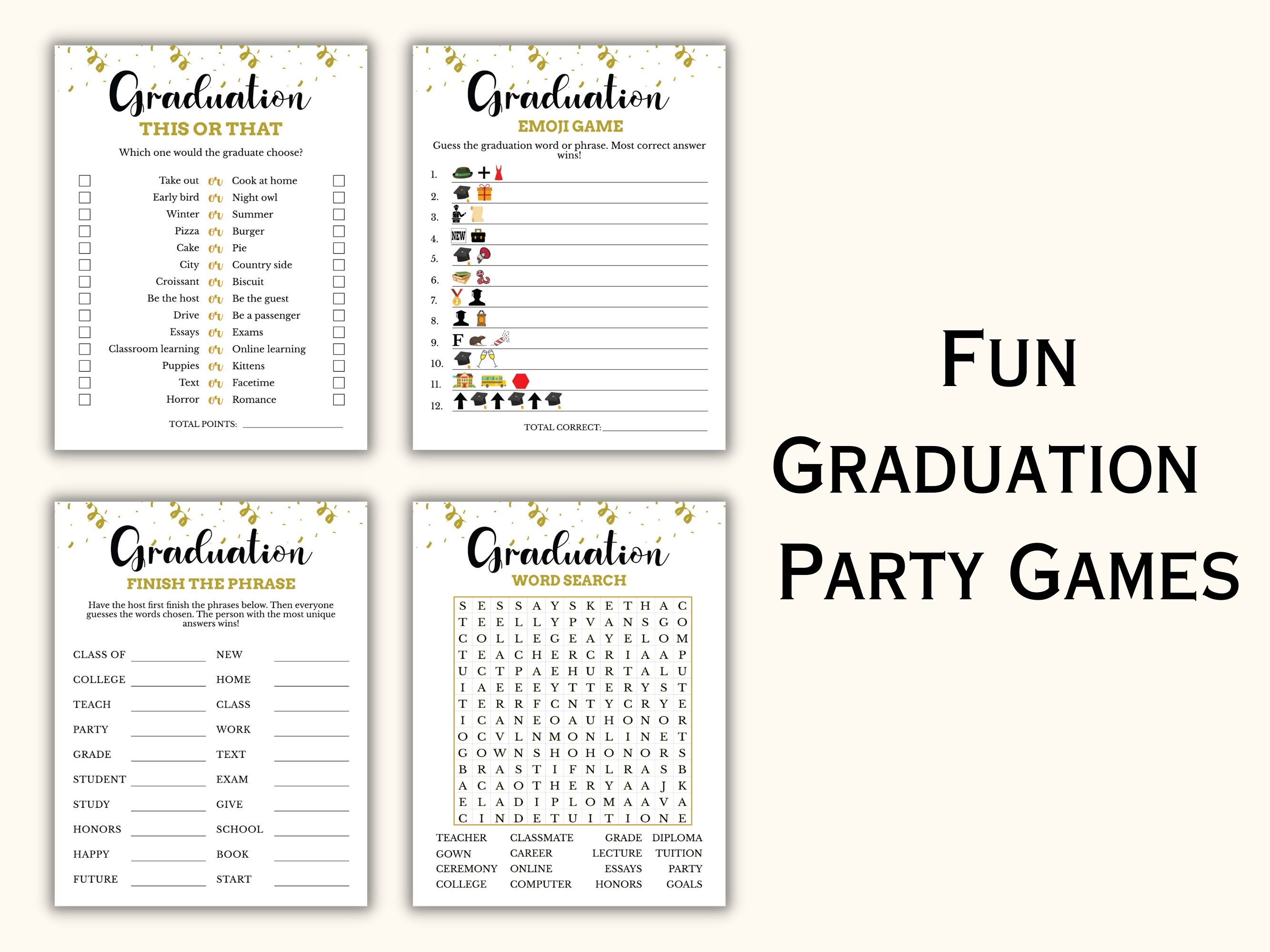20 Printable Graduation Party Games Bundle 2023 Graduation Games Class ...
