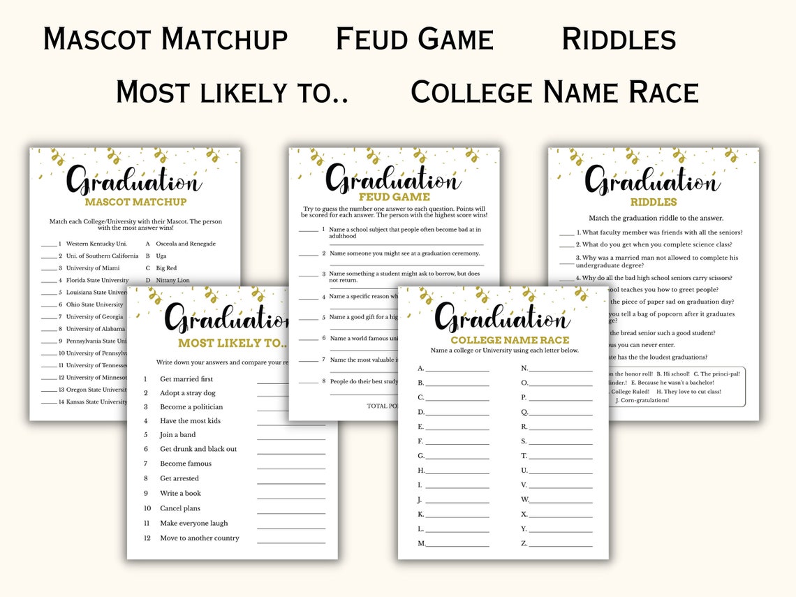 20 Printable Graduation Party Games Bundle 2023 Graduation Games Class ...