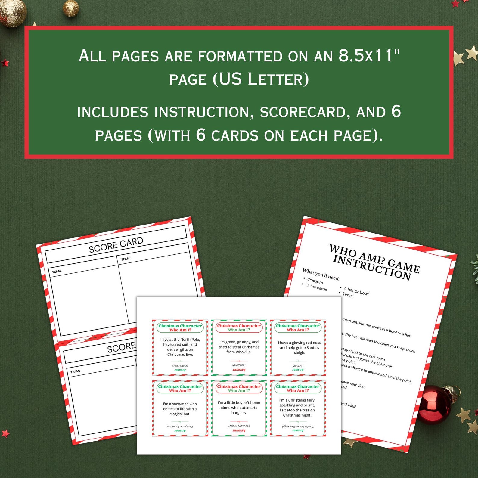 Christmas Character Who Am I? Game, Printable Holiday Game, Family ...