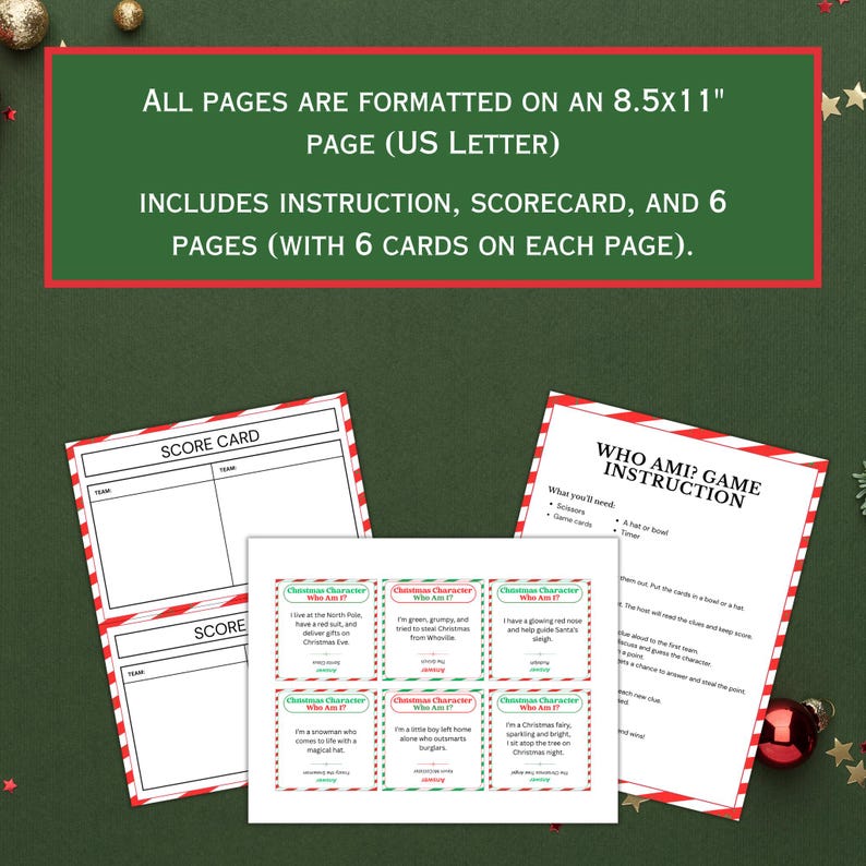 Christmas Character Who Am I? Game, Printable Holiday Game, Family ...