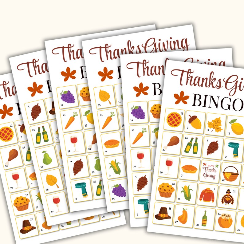 30 Thanksgiving Bingo Cards - Printable Thanksgiving Games for Kids and ...