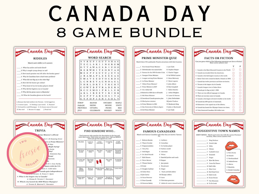 Canada Day Game Bundle - 8 Printable Canada Day Games Bundle for Kids ...