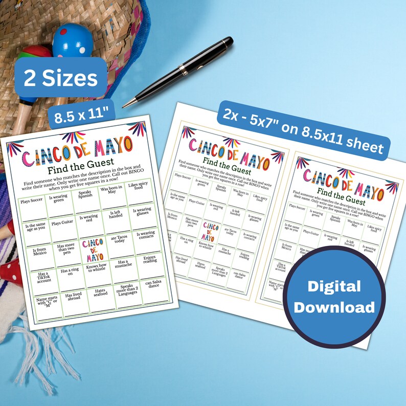 Cinco De Mayo Find the Guest Game - Printable Mexican Fiesta Game for ...