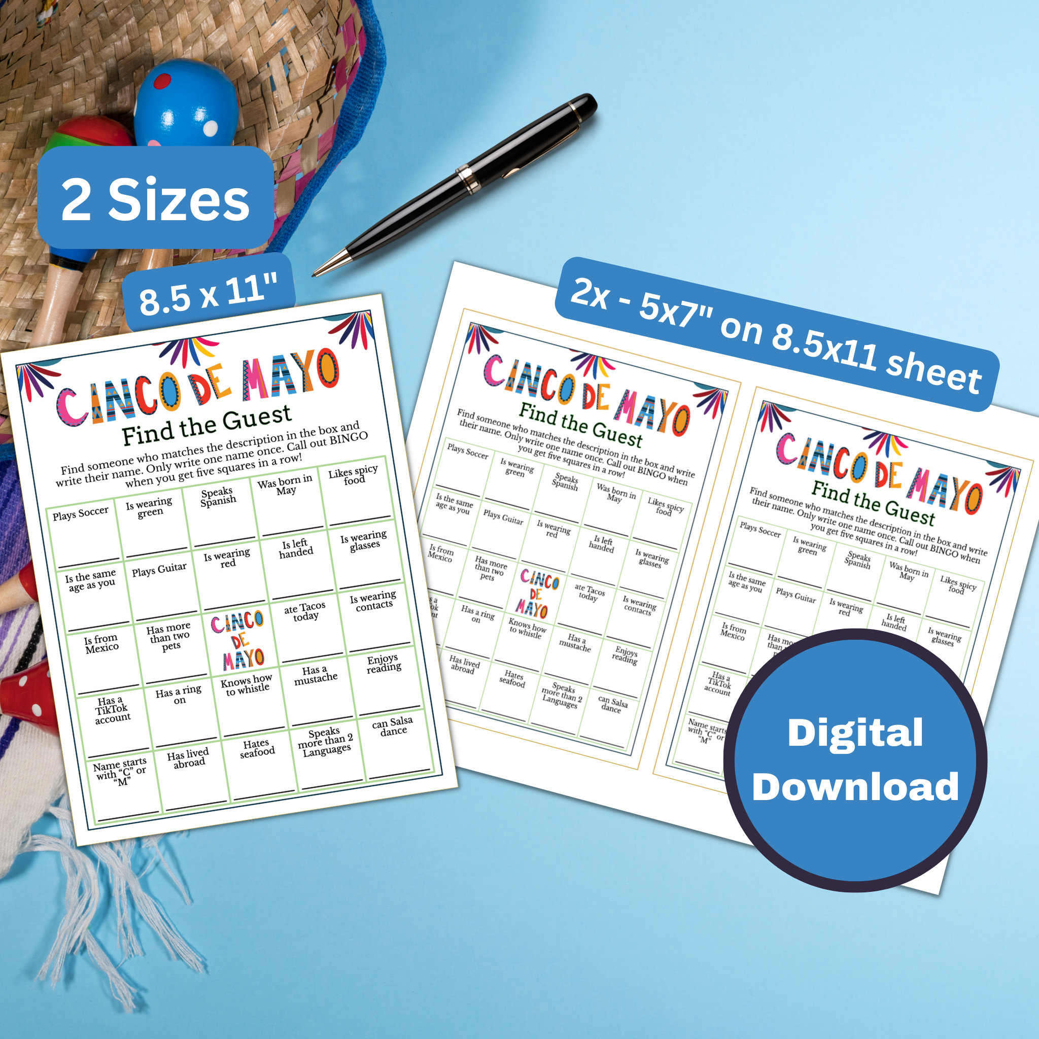 Cinco De Mayo Find the Guest Game - Printable Mexican Fiesta Game for ...