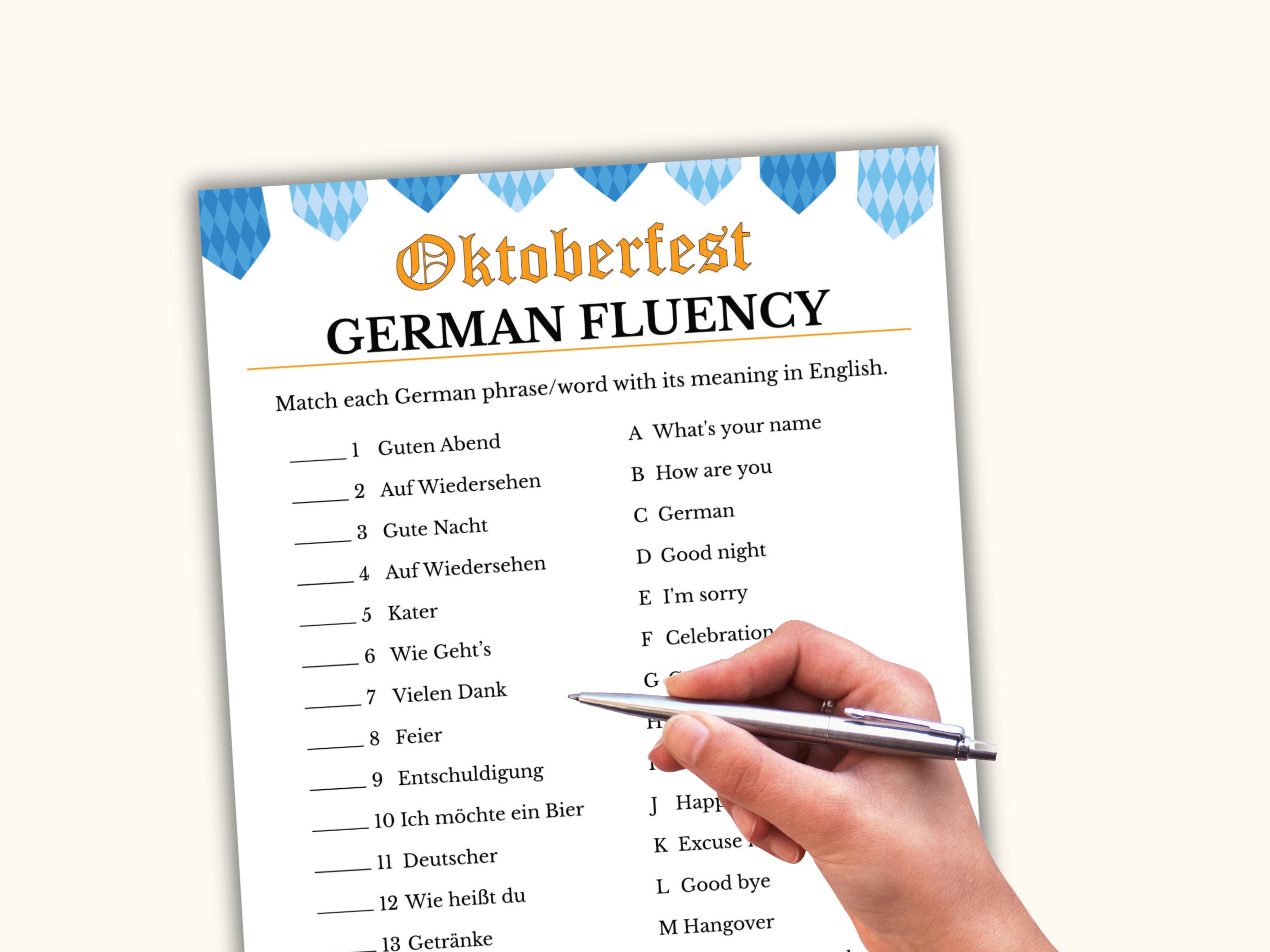 Printable Oktoberfest Game - German Fluency - Adult Oktoberfest Party ...