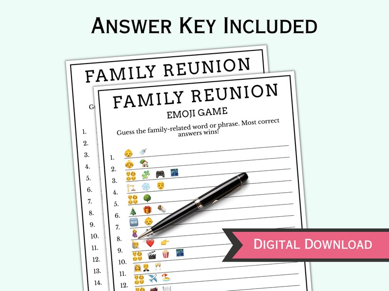 Family Reunion Emoji Game - Printable Family Reunion Emoji Pictionary ...
