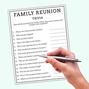 Family Trivia Game - Printable Family Reunion Party Games - Family ...