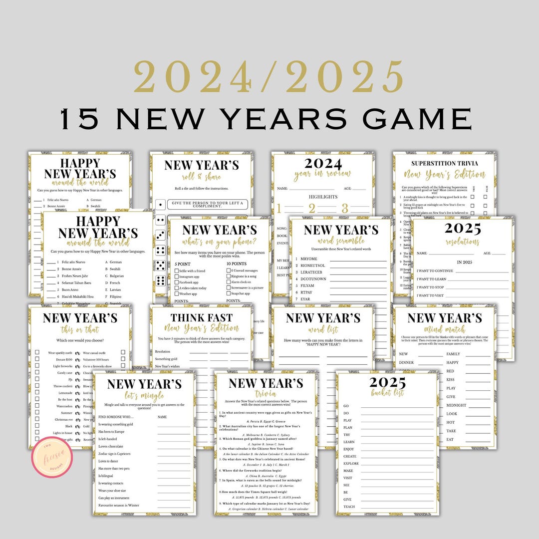 New Years Games Bundle, Printable New Years Party Games for Kids and ...