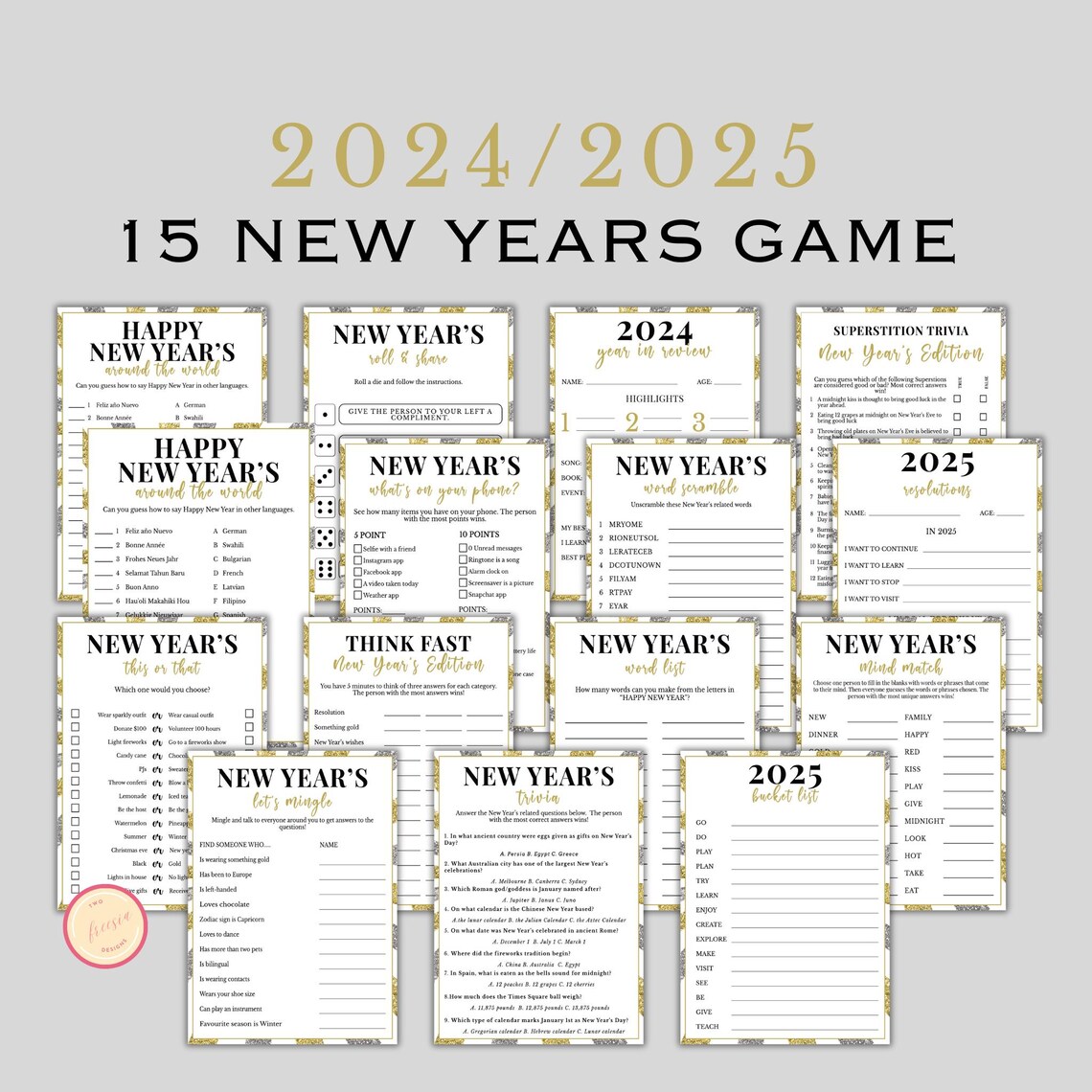 New Years Games Bundle, Printable New Years Party Games for Kids and ...
