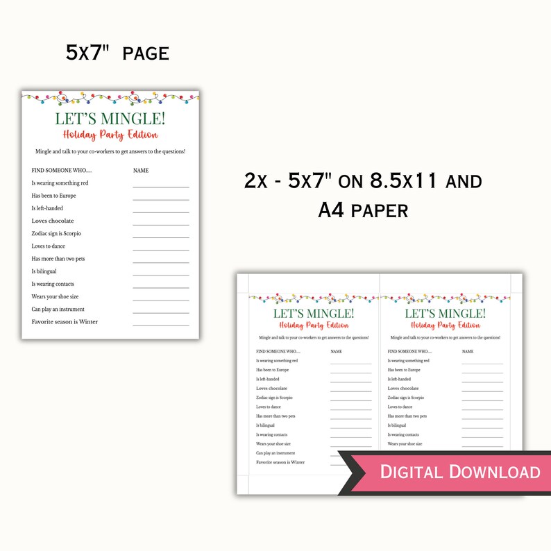 Christmas Let's Mingle Game - Jingle Mingle - Printable Christmas Party ...