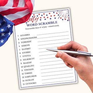 4th of July Word Scramble Game - Printable Fourth of July Game ...