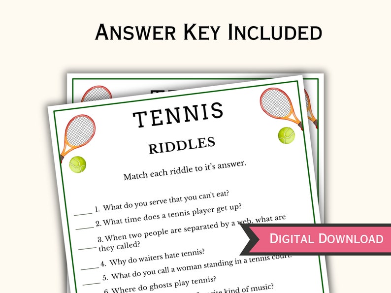 15 Tennis Party Games - Printable Tennis Party Game for Tennis ...