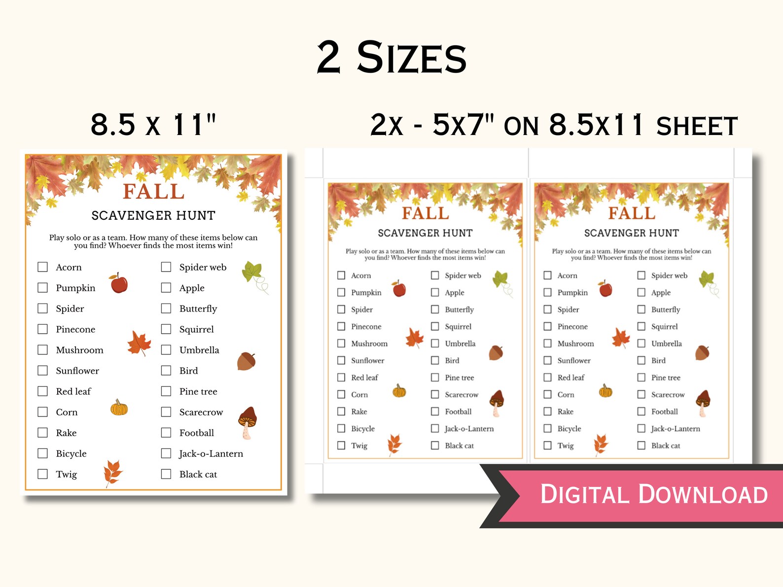 Fall Scavenger Hunt Game - Printable Autumn Game - Fun Fall Time ...