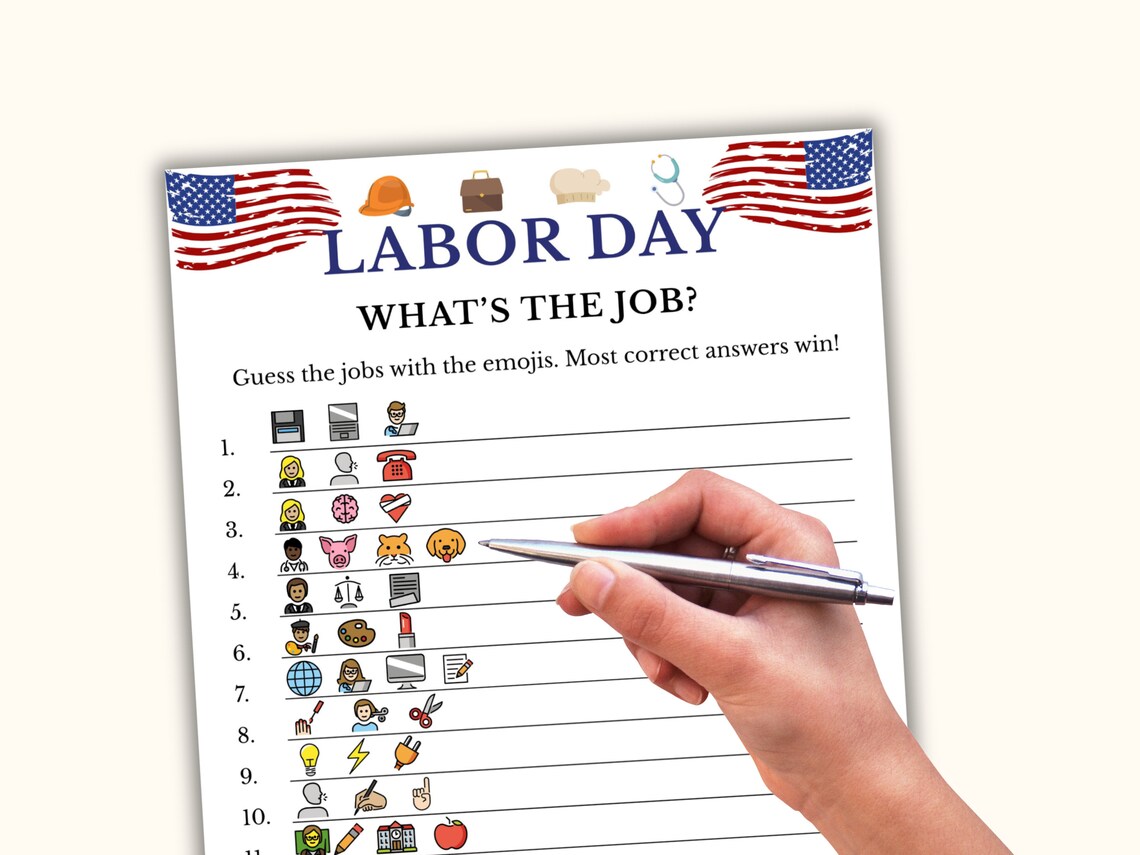 Labor Day Emoji Pictionary Game - Printable Labor Day Party Activity ...