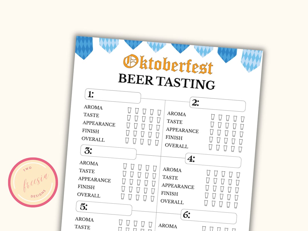 Oktoberfest Beer Tasting Scorecard - Printable Beer Tasting Sheet for ...
