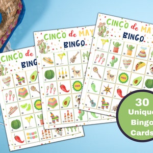 Cinco De Mayo Bingo Game - Printable 30 Fiesta Bingo Cards - Mexican ...