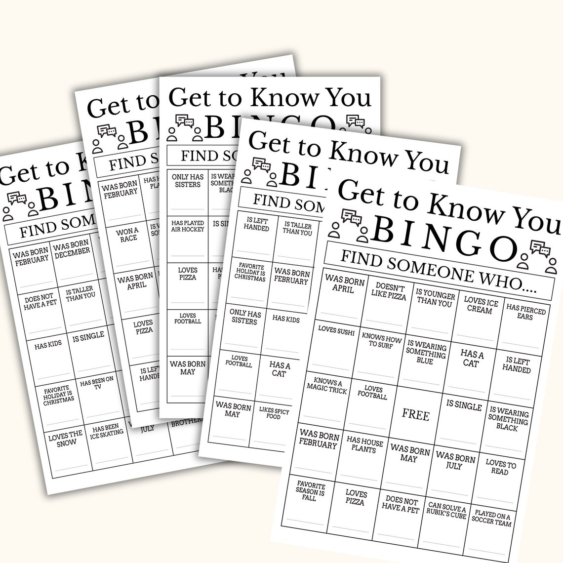 Get to Know You Bingo - Find Someone Who Bingo - Find the Guest ...