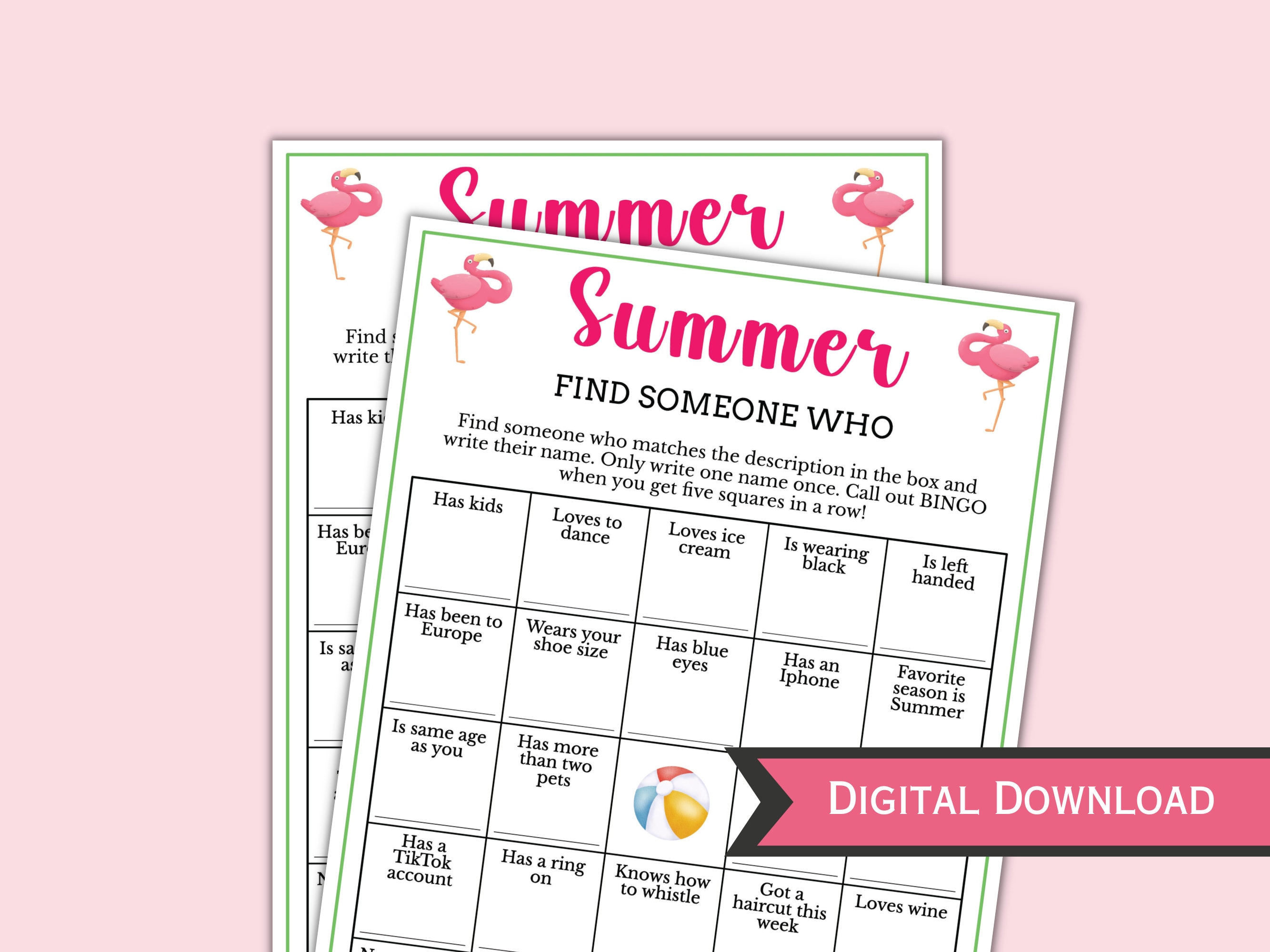 Find Someone Who - Summer Find the Guest Bingo - Printable Summer Party ...