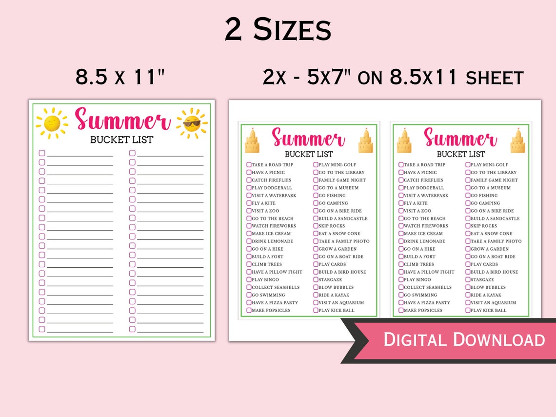Editable / Fillable Summer Bucket List and 2024 Summer Calendar ...