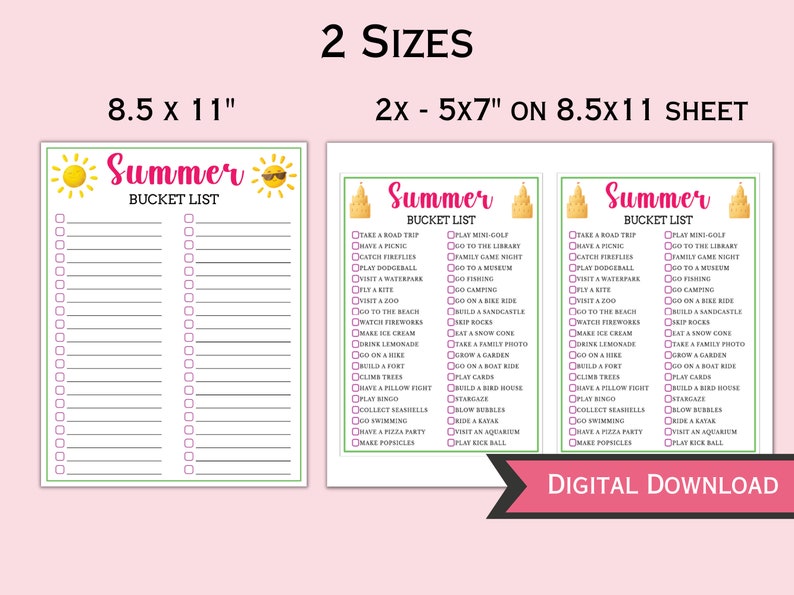 Editable / Fillable Summer Bucket List and 2024 Summer Calendar ...