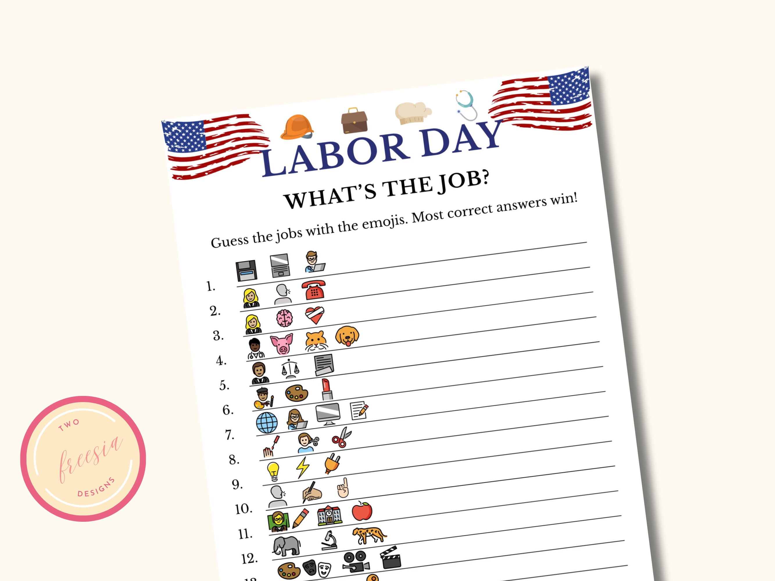 Labor Day Emoji Pictionary Game - Printable Labor Day Party Activity ...