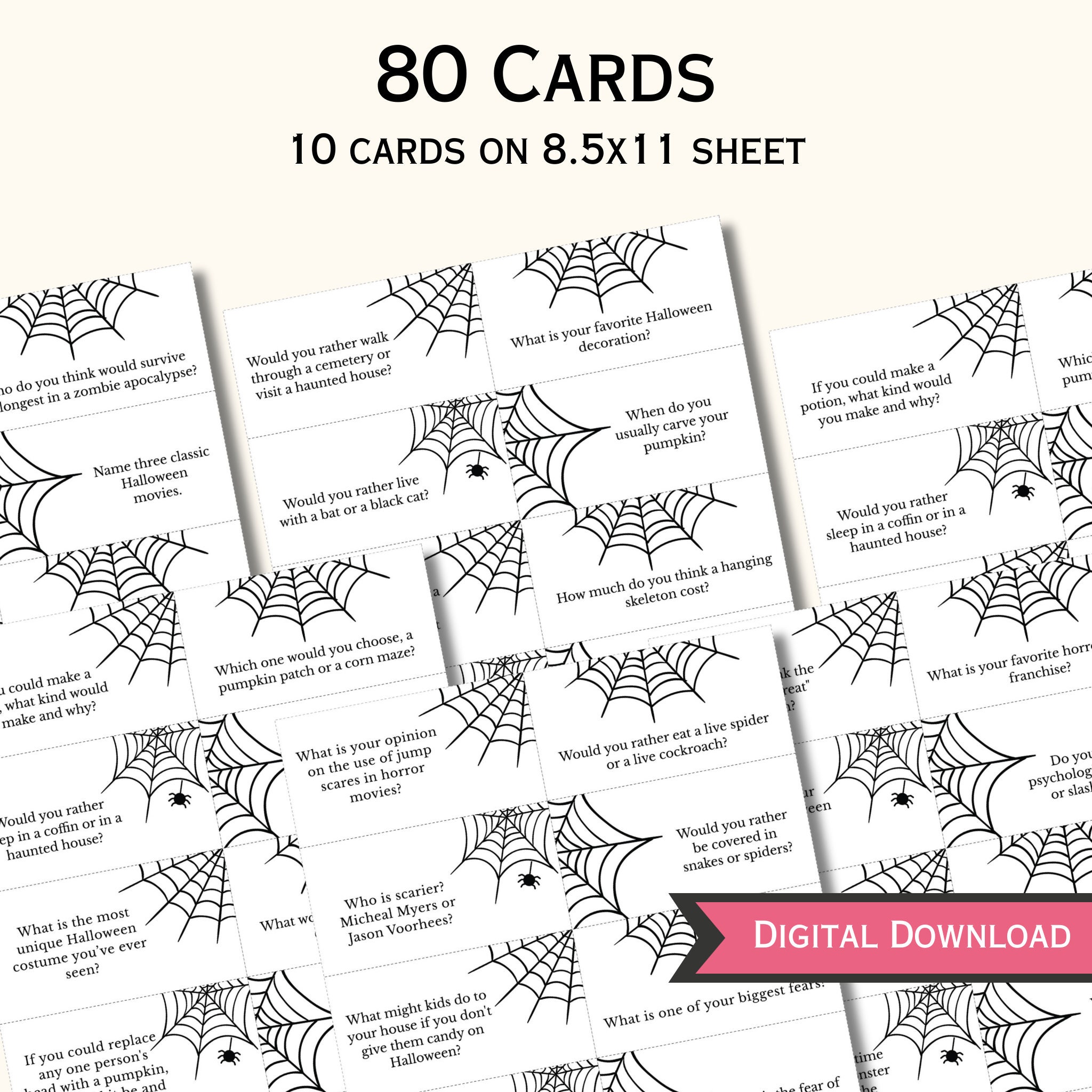 Printable Halloween Conversation Starters Cards - Halloween Icebreaker ...