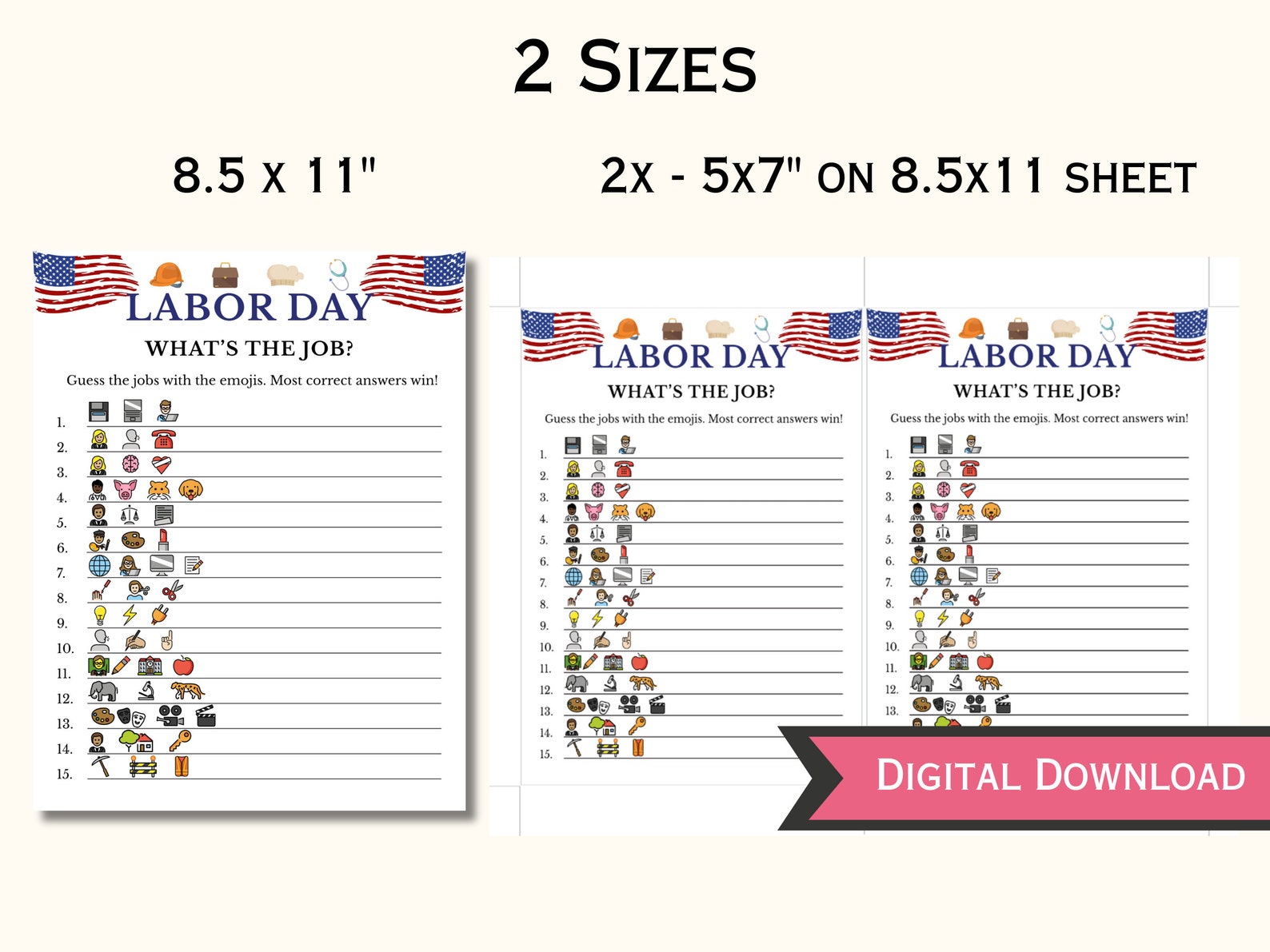 Labor Day Emoji Pictionary Game - Printable Labor Day Party Activity ...