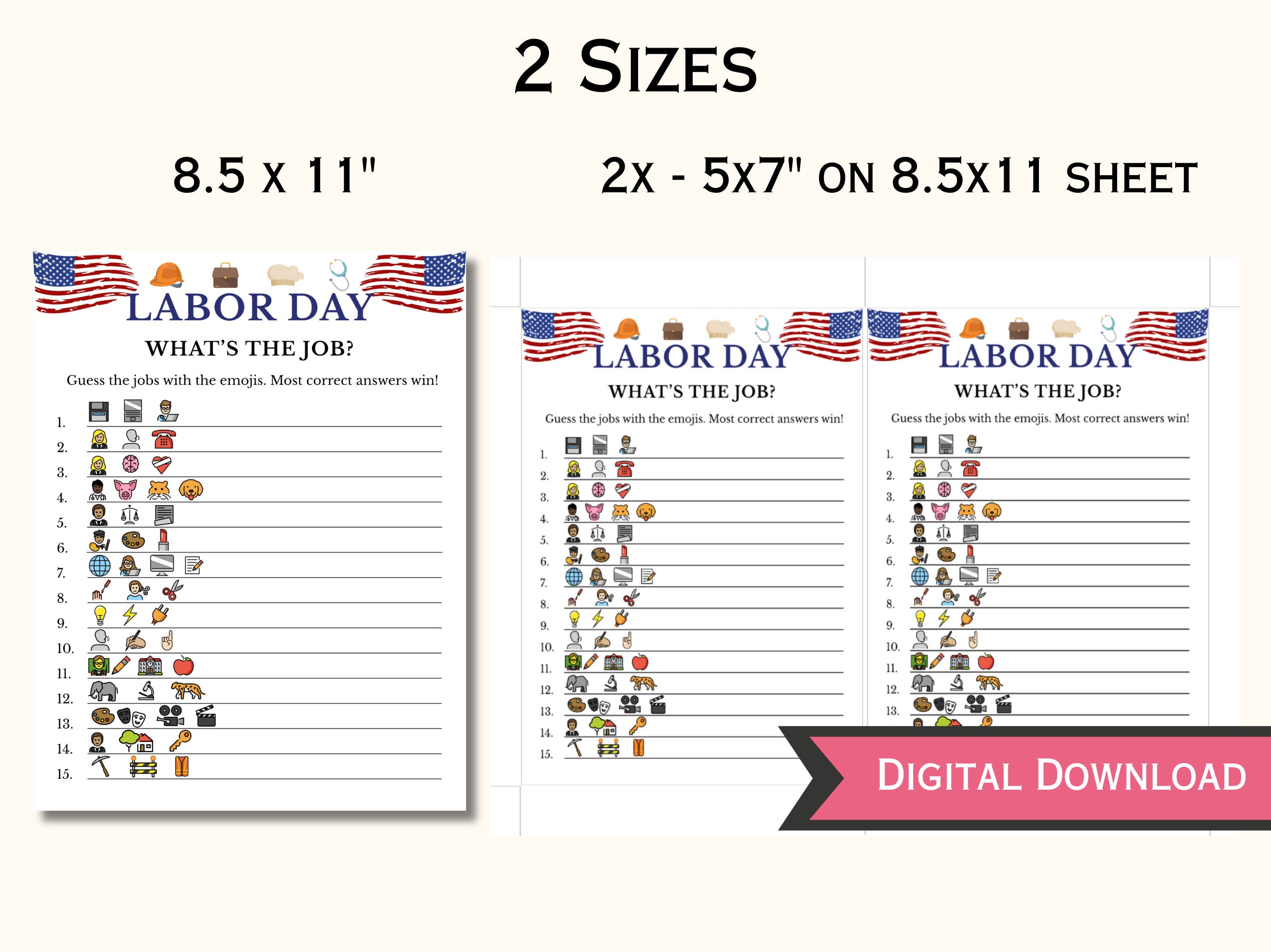 Labor Day Emoji Pictionary Game - Printable Labor Day Party Activity ...