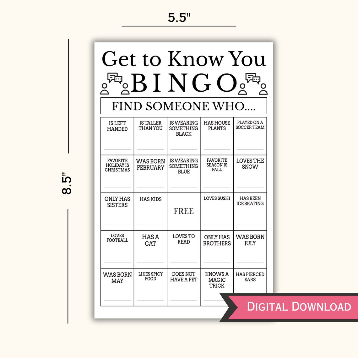 Get to Know You Bingo - Find Someone Who Bingo - Find the Guest ...