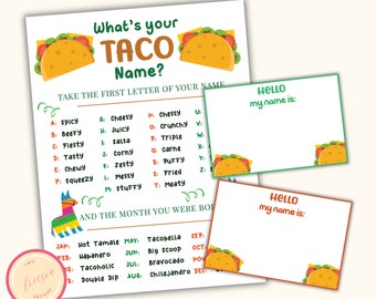 What's Your Taco Name, Cinco De Mayo Printable Game, Mexican Fiesta ...