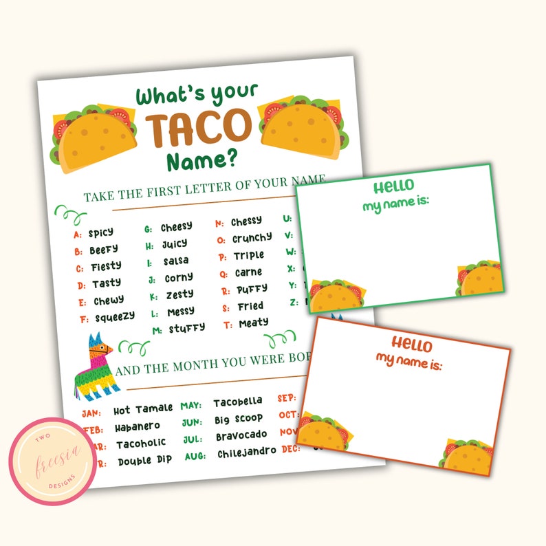 What's Your Taco Name - Mexican Fiesta Game for Kids, Teens & Adults ...