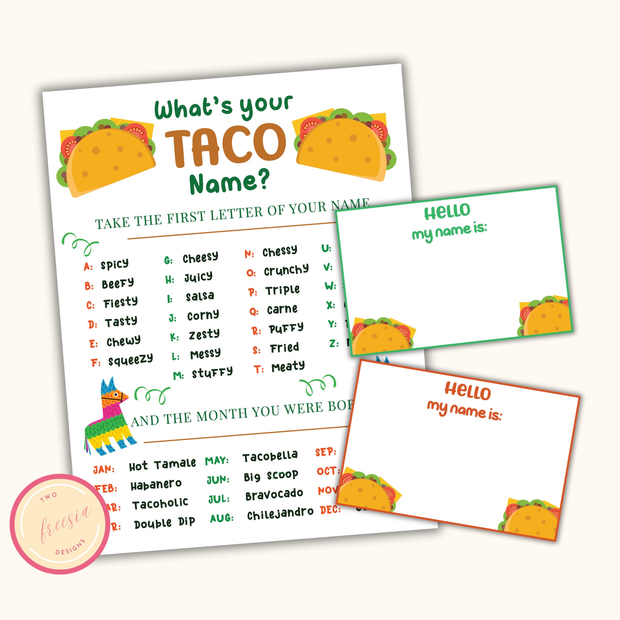 What's Your Taco Name Mexican Fiesta Game for Kids, Teens & Adults ...