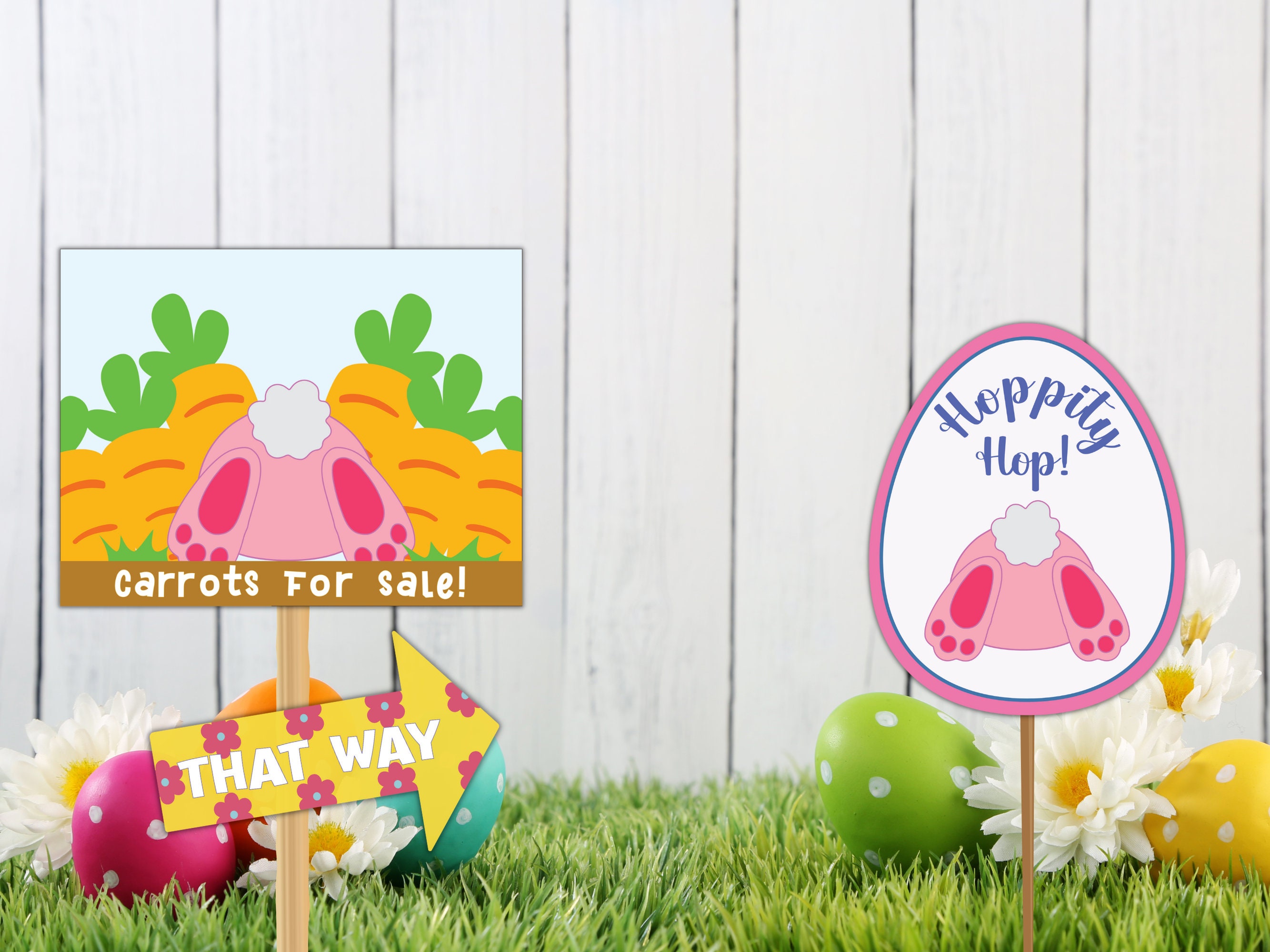 Printable Easter Egg Hunt Signs - Easter Bunny Party Decorations and ...