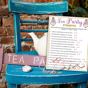 Tea Etiquette Game - Printable Tea Party Games for Birthdays, Bridal ...