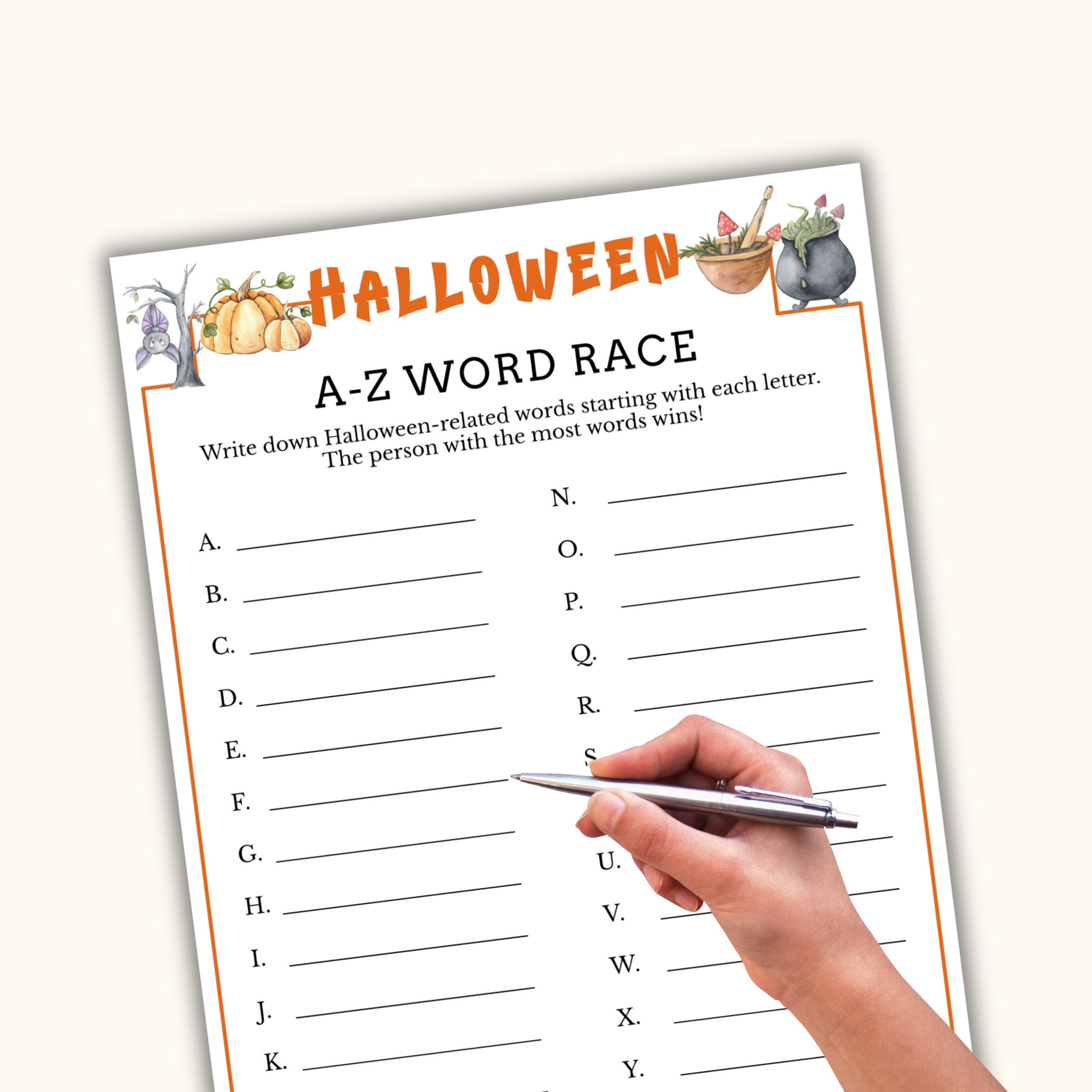Halloween A-Z Game Printable Halloween Party Game for Teens - Etsy