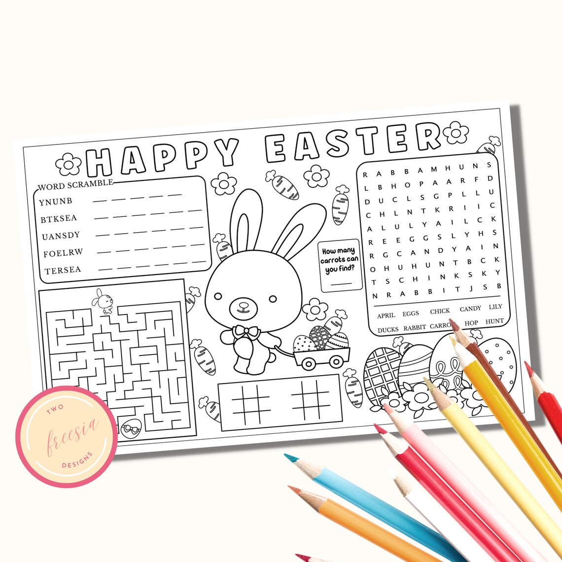 Easter Placemat - Printable Coloring and Activity Sheet for Kids ...