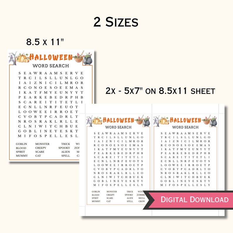 Halloween Word Search Game - Printable Halloween Party Game - Party ...