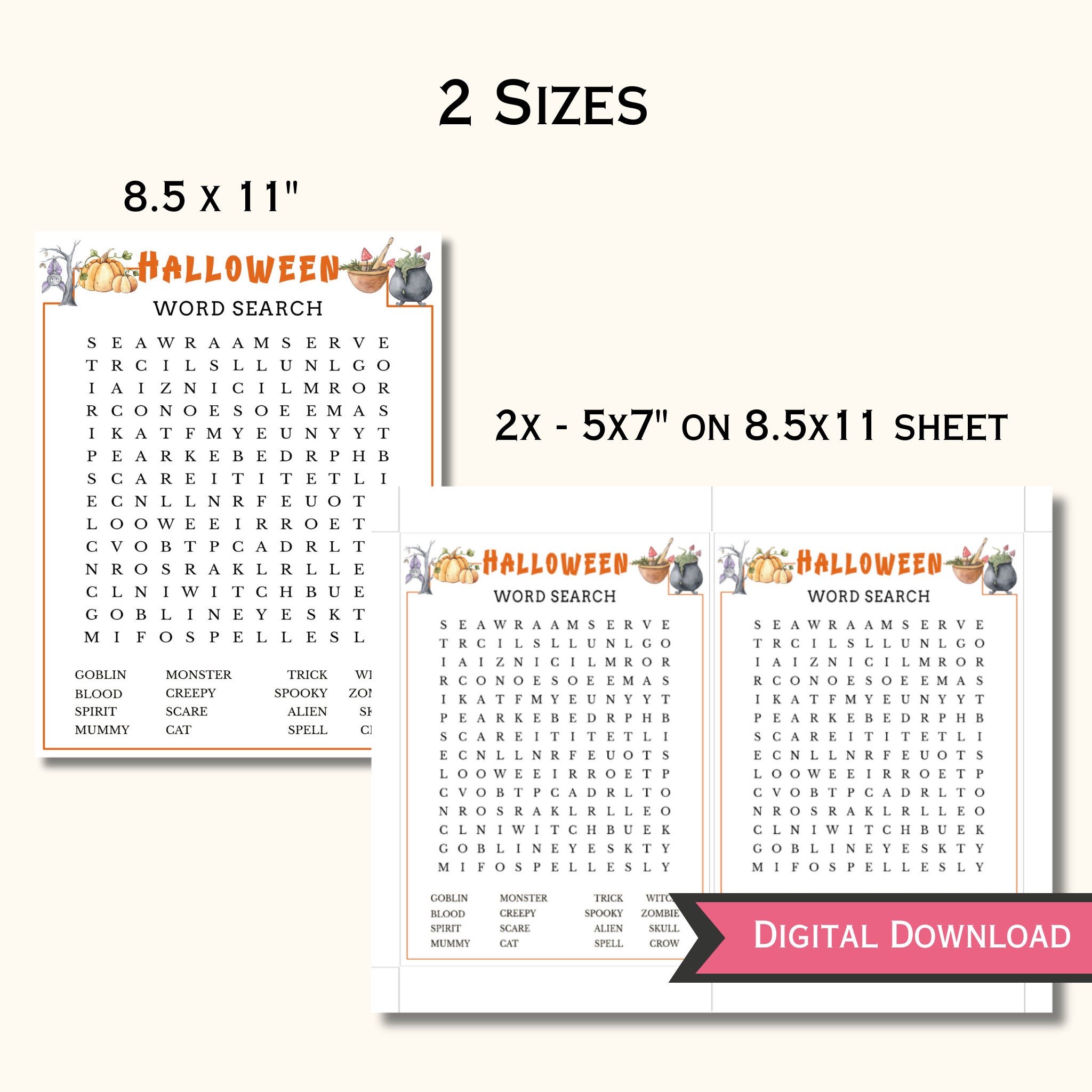 Halloween Word Search Game - Printable Halloween Party Game - Party ...