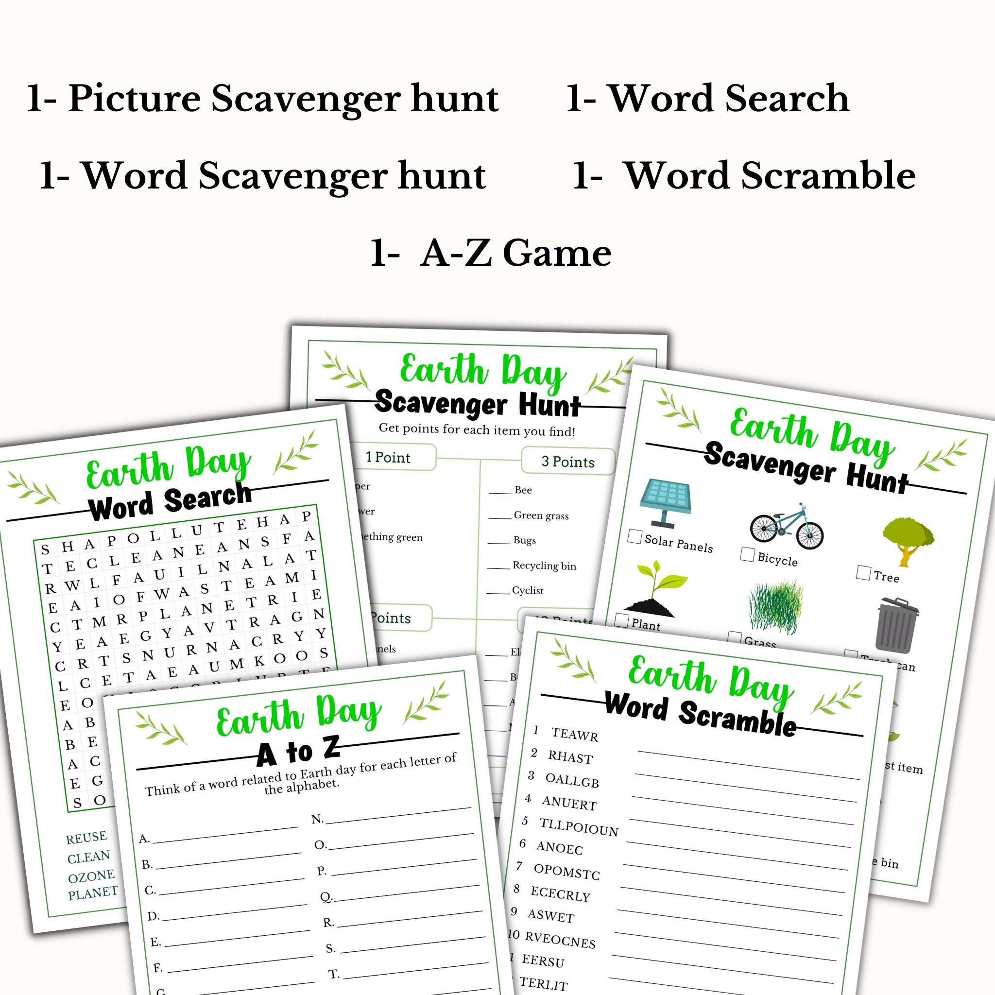 Printable Earth Day Game Bundle for Kids and Adults Game for Classroom ...