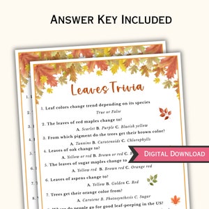 Fall Leaves Trivia Game - Printable Autumn Game - Fun Fall Time ...