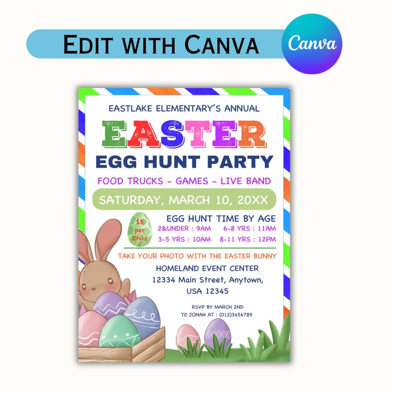 Editable Easter Fundraiser Flyer Easter Egg Hunt Flyer Printable Easter ...