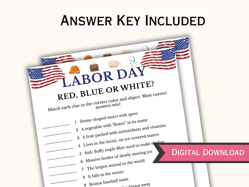 Labor Day Game Bundle - Printable Labor Day Party Games & Activity ...