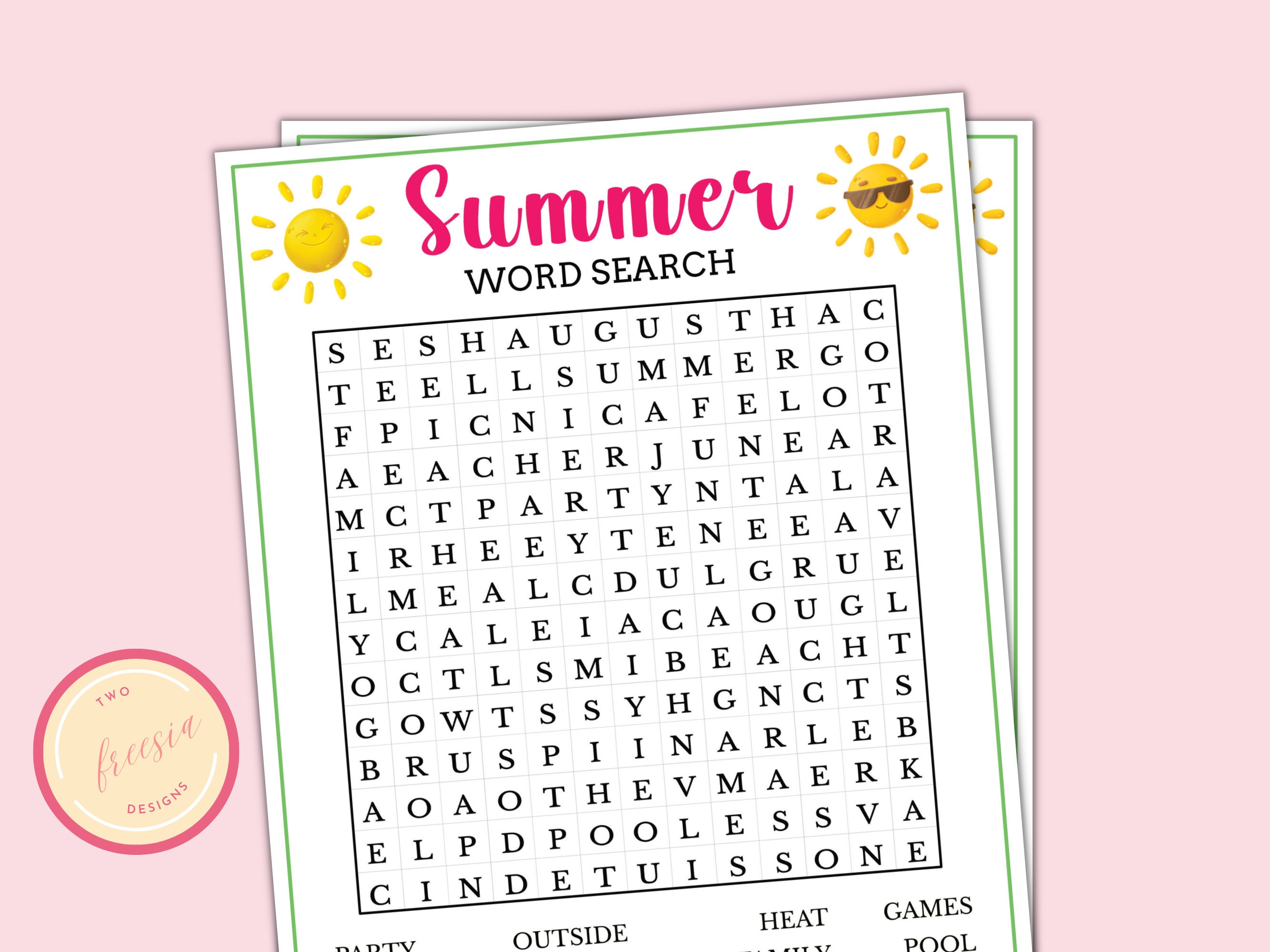 Summer Word Search Game - Pool Party, Beach Games and Activities for ...