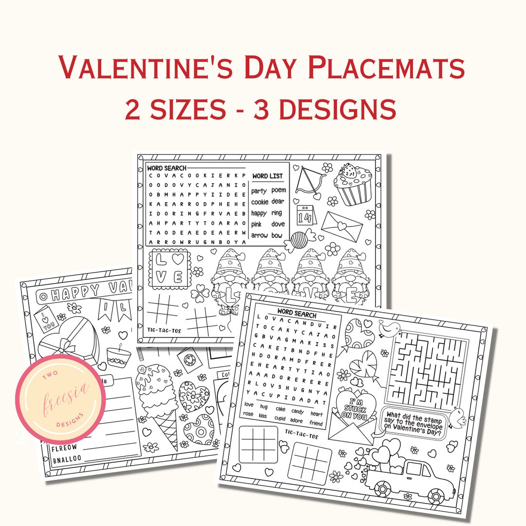 Valentine's Day Placemat for Kids - Printable Activity and Games for ...