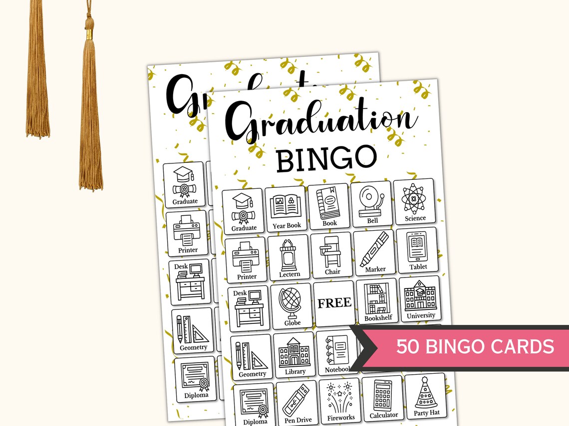 50 Graduation Bingo Cards Printable Bingo Cards for Graduation Party ...